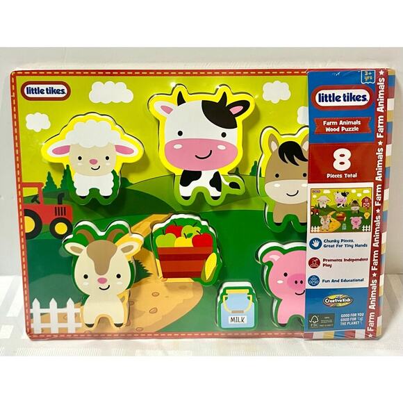 Little Tikes | Toys | Little Tikes Wood Puzzlefarm Animals Chunky Block ...